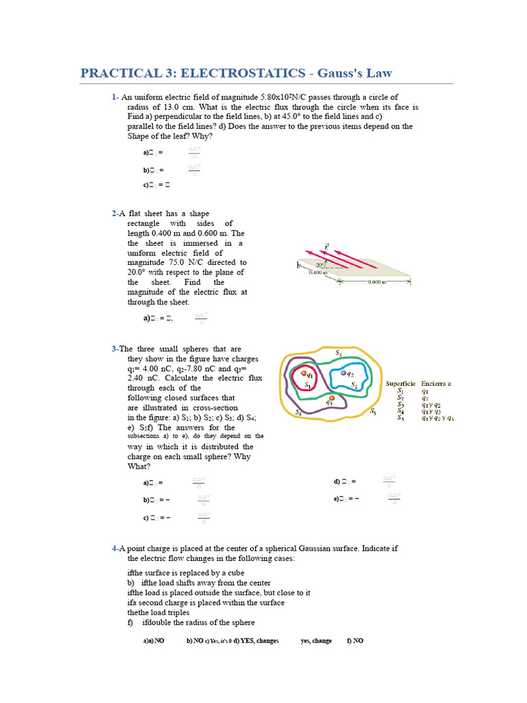 TP3 - Electric Flow and Gauss | PDF | Sphere | Electric Field
