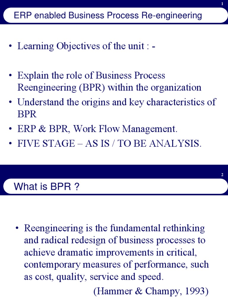 Bpr - Erp Unit 4 - Ppt | Business Process | Value Chain