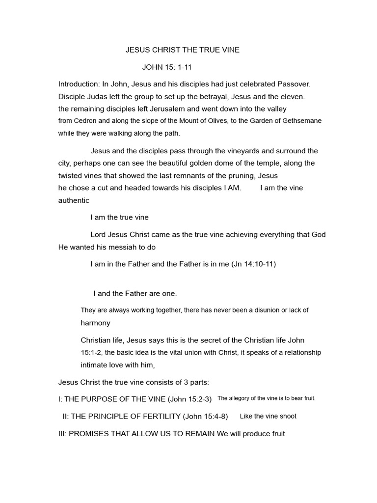 Jesus Christ The True Vine | PDF | Jesus | Epistle To The Philippians
