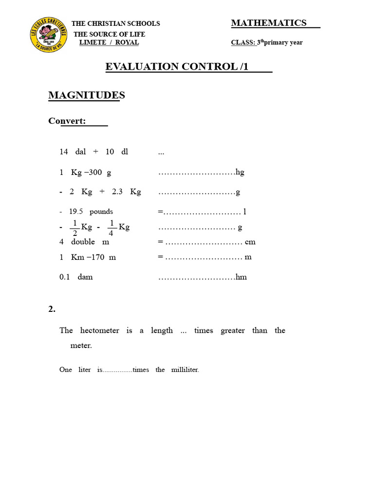MATH CONTROL 3 PRIMARY | PDF | Elementary Geometry