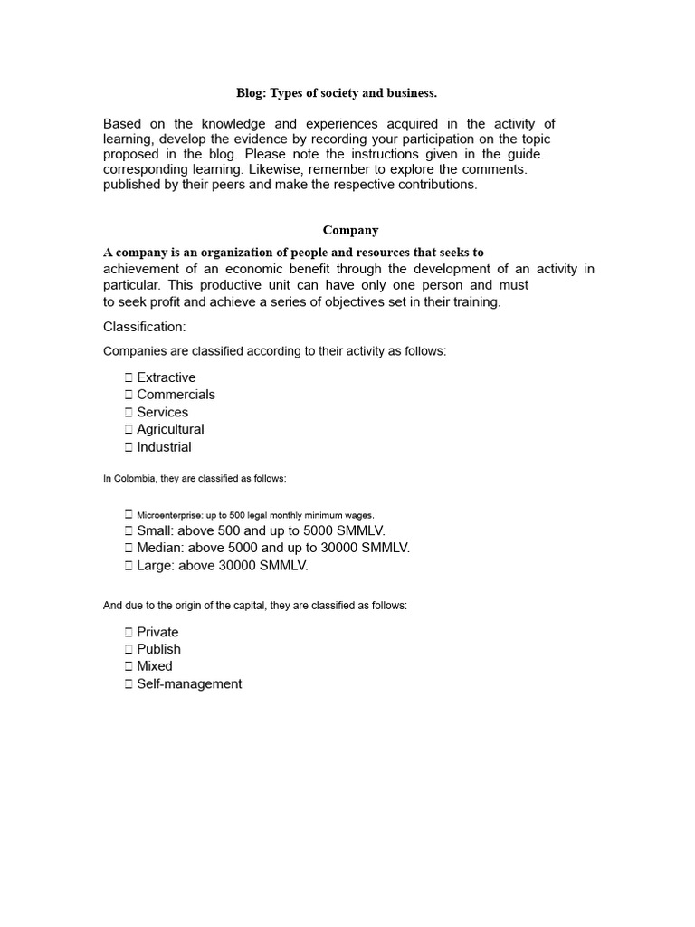 Types of Business and Societies Explained | PDF