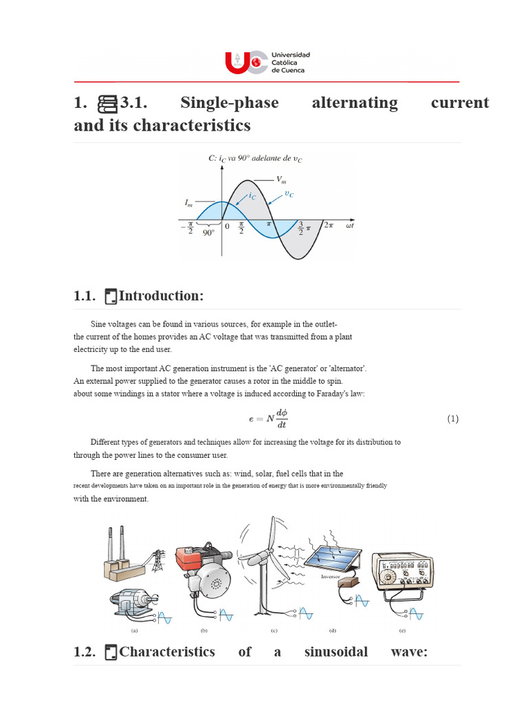 Single-Phase Alternating Current and Its Characteristics | PDF ...