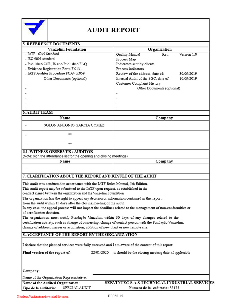 SIGN_Audit Report _Extra IATF-SERVINTEC.pdf | PDF | Audit | Business