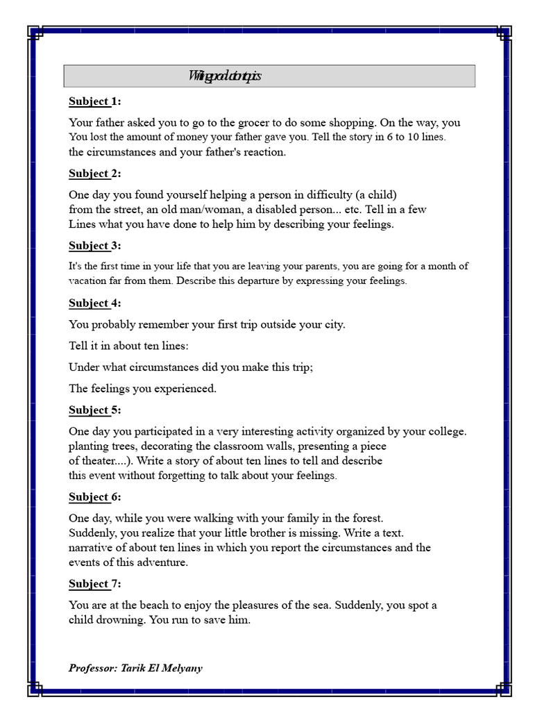 Written Production Topics | PDF