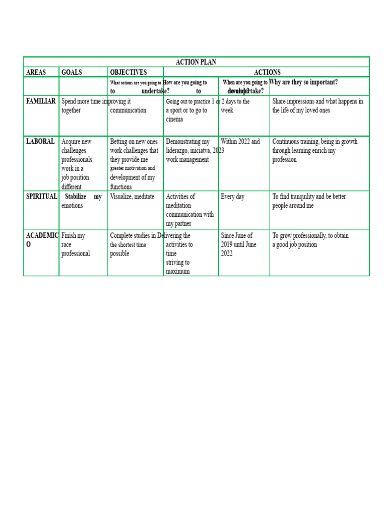 Action Plan Chart | PDF