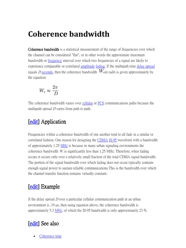 Coherence Bandwidth | PDF | Coherence (Physics) | Bandwidth (Signal ...