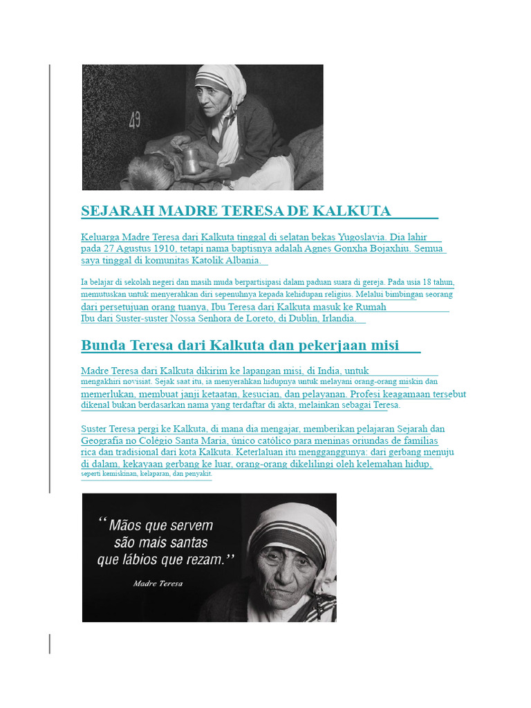 Sejarah Madre Teresa dari Kalkuta | PDF