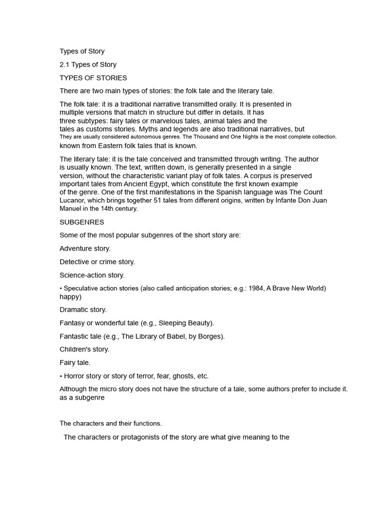 Types of Folk and Literary Stories | PDF | Fairy Tales | Traditional ...