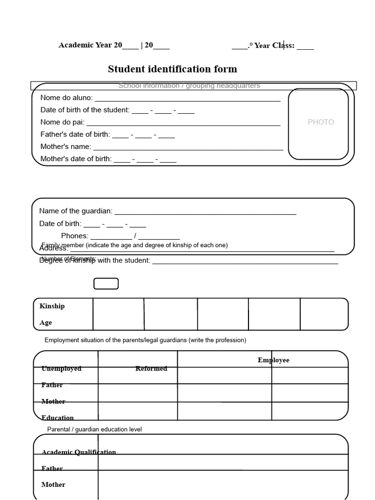 10. Student Identification Form (example) | PDF | Kinship And Descent