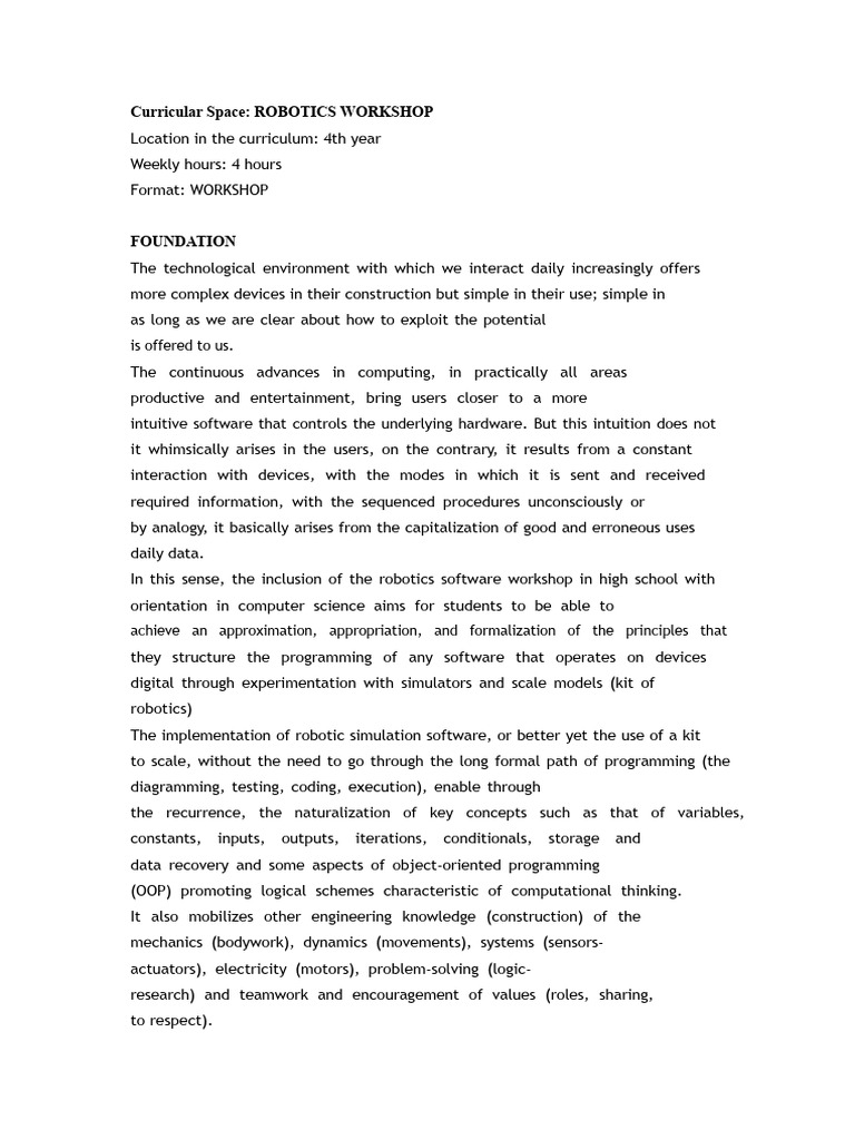 Robotics Workshop.docx | PDF | Robotics | Simulation