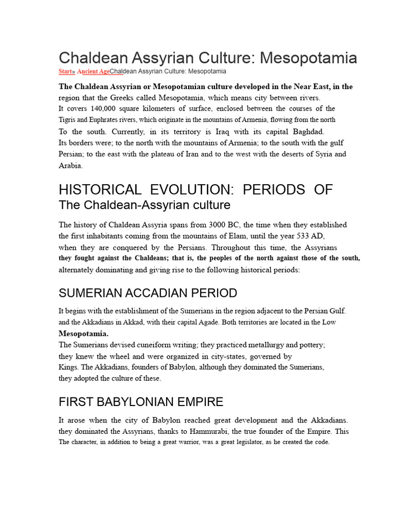 Chaldean Assyrian Culture Pdf Babylonia Mesopotamia