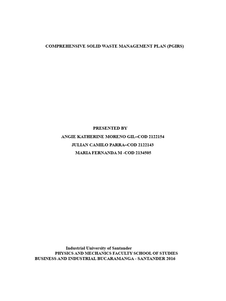 Comprehensive Solid Waste Management Plan | PDF | Waste | Waste Management