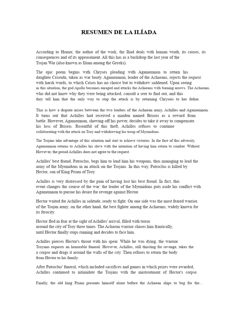 summary-the-iliad-in-word.docx | PDF | Hector | Achilles