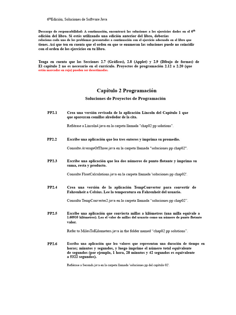 Capítulo 2 - Proyectos de Programación (Soluciones)_2 | PDF | Java (lenguaje de programación ...