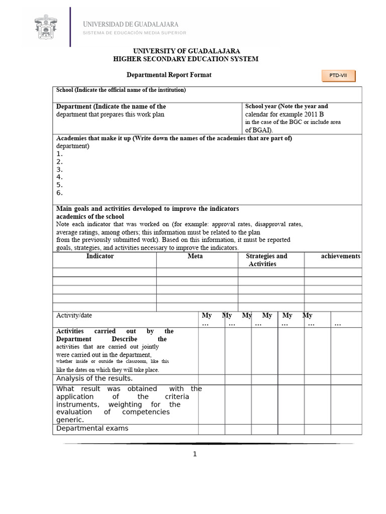 Departmental Report Format for Education | PDF