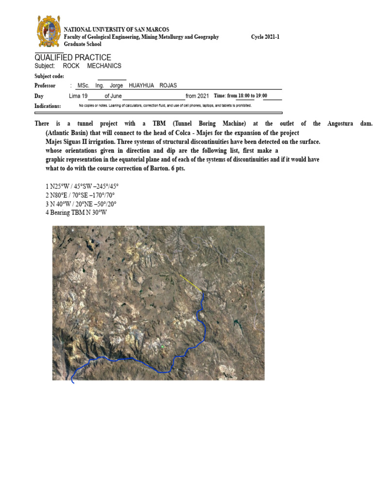 PARTIAL EXAM 2020 I ROCK MECHANICS UNMSM 19 | PDF