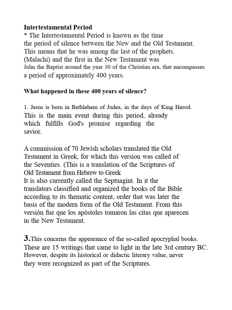 Intertestamental Period Overview | PDF | Old Testament | Bible