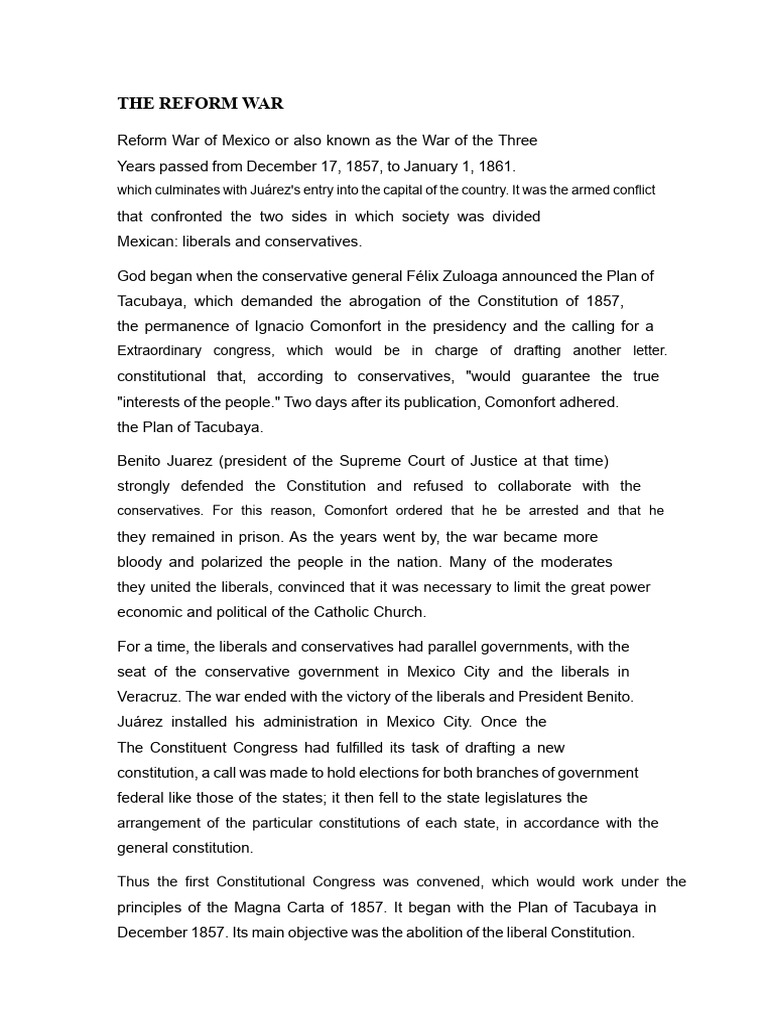 Overview of Mexico's Reform War | PDF | Government | Mexico