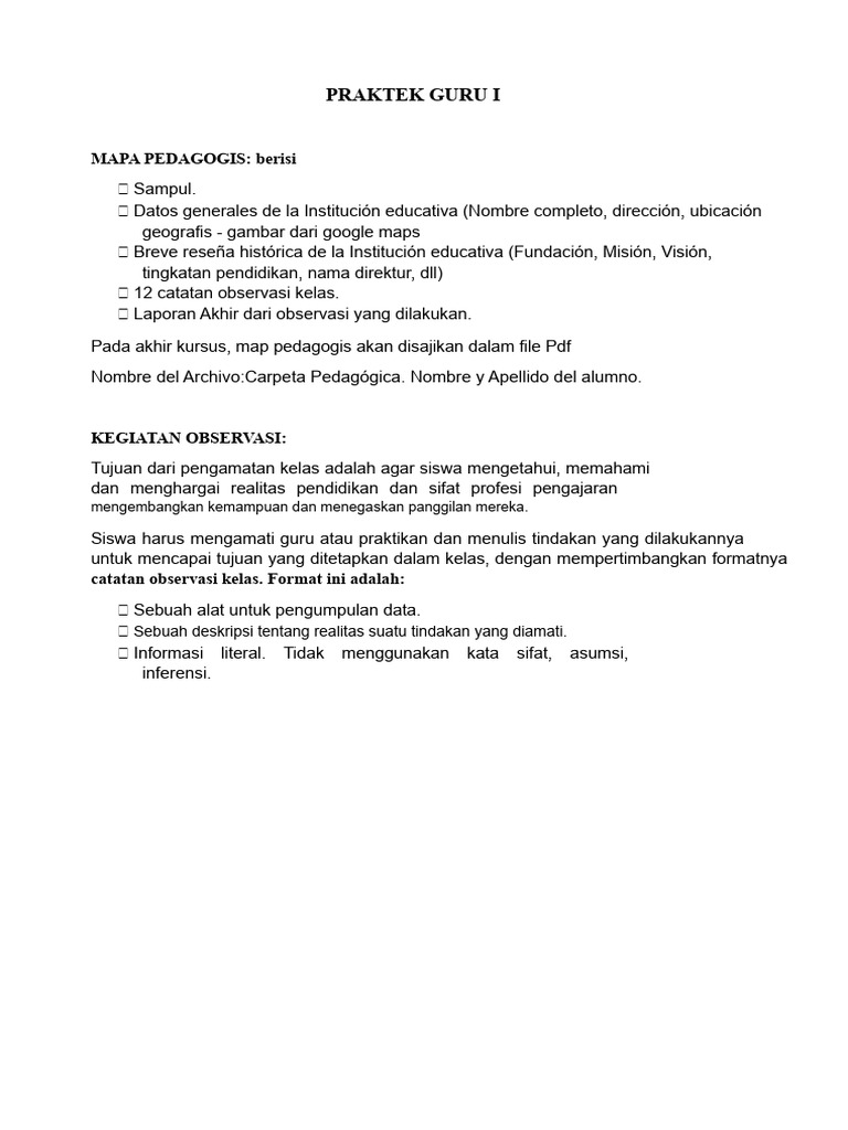 Map Pendidikan Dan Format Observasi | PDF
