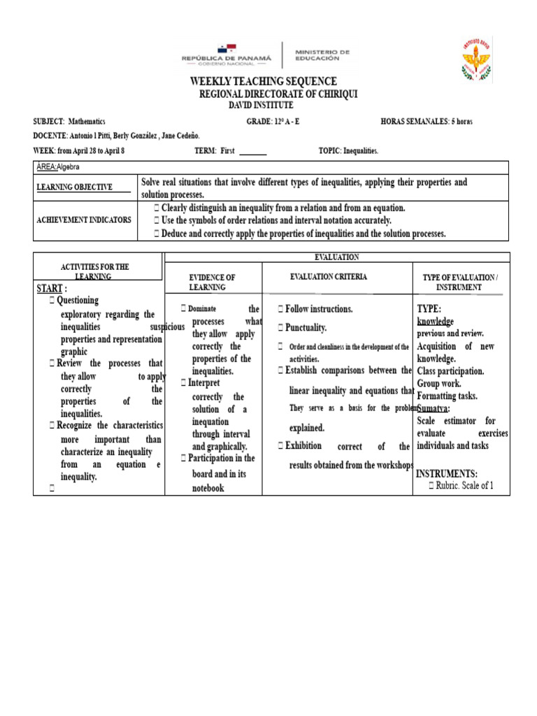 Didactic Sequence #3 .Inequalities | PDF | Inequality (Mathematics) | Mathematics