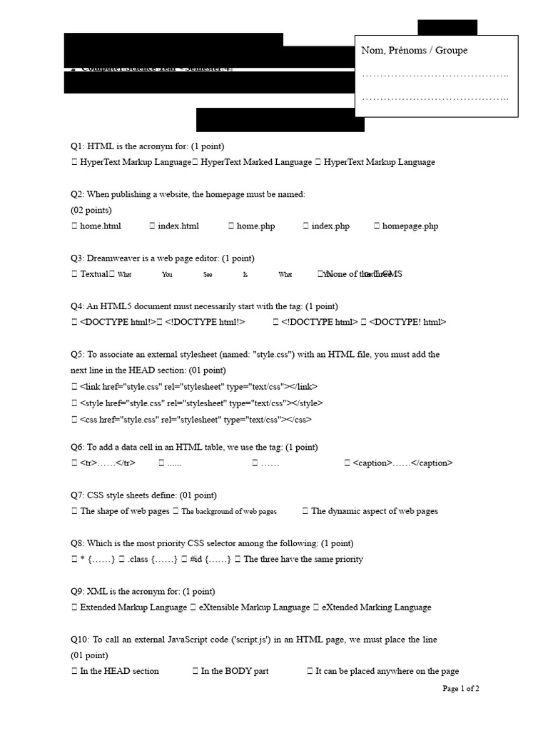 DevWeb exam correction | PDF | Html | World Wide Web