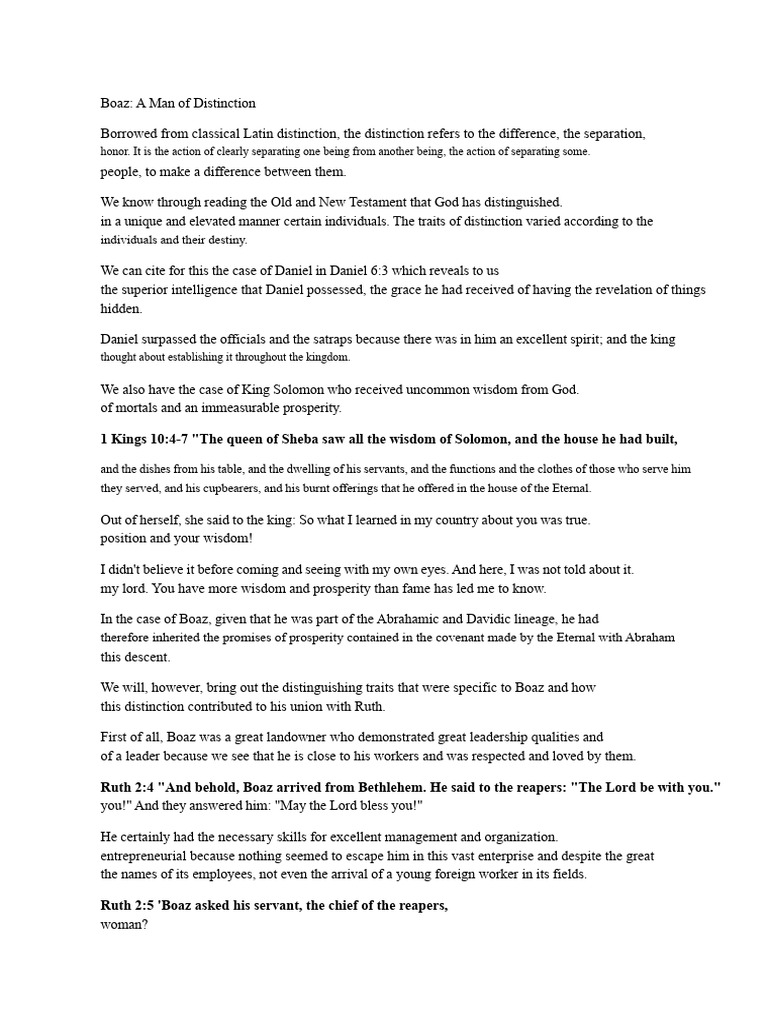 Boaz Man of Distinction | PDF | Ruth (Biblical Figure) | Religious ...