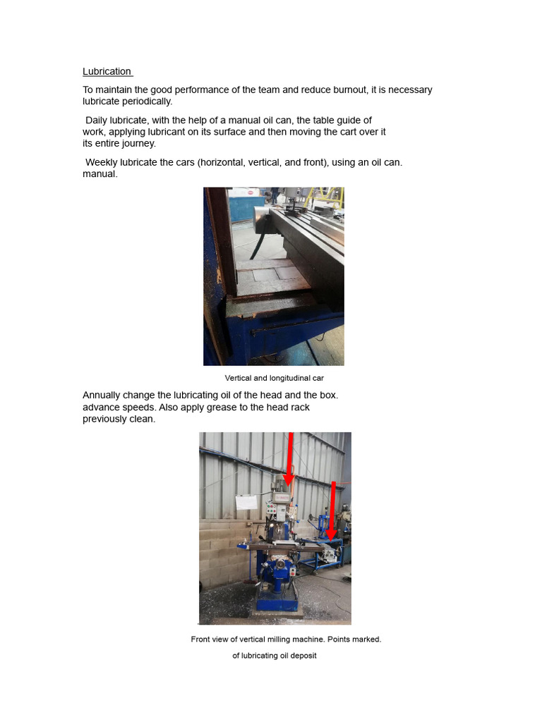 Vertical Milling Machine Maintenance Guide | PDF | Lubricant ...
