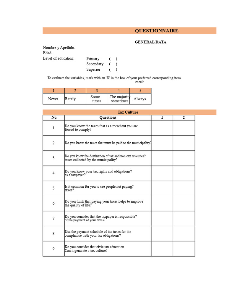 Tax Culture Survey | PDF
