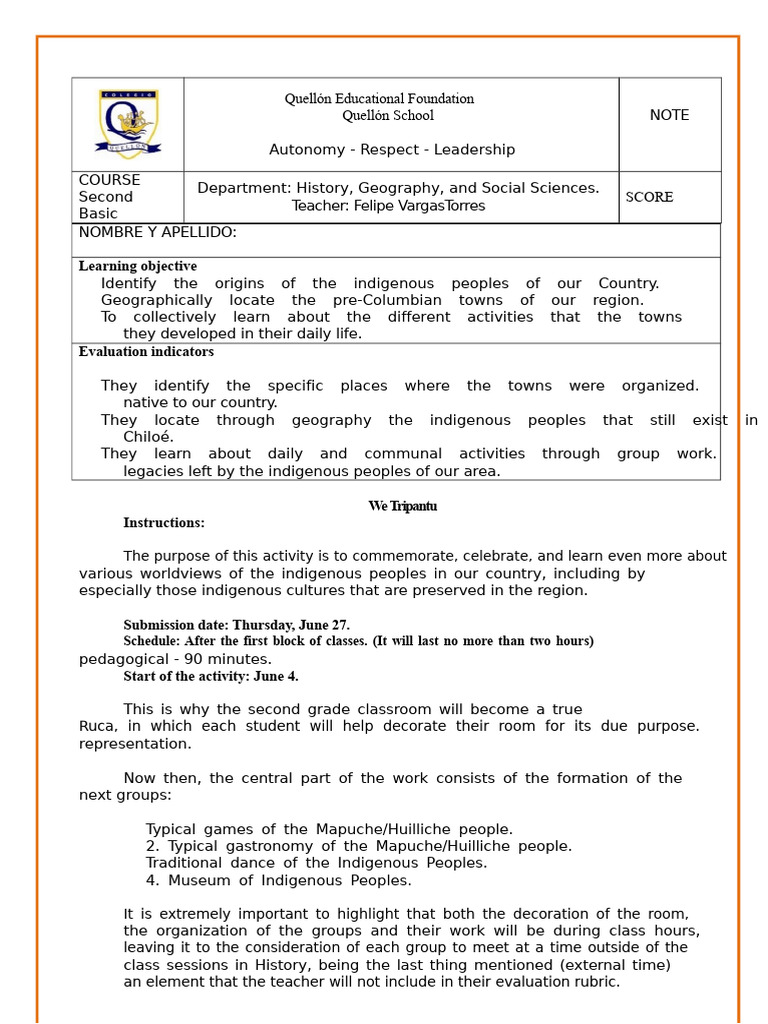 Rubric We Tripantu 2 Basic | PDF | Learning | Human Communication