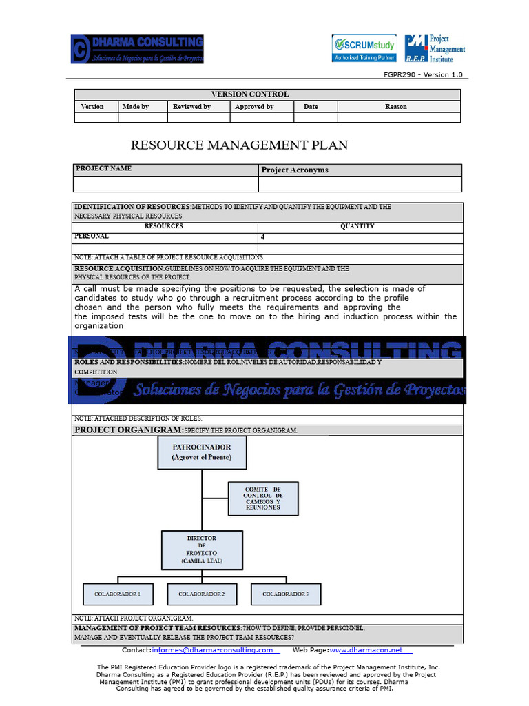 Resource Management Plan | PDF | Project Management | Business
