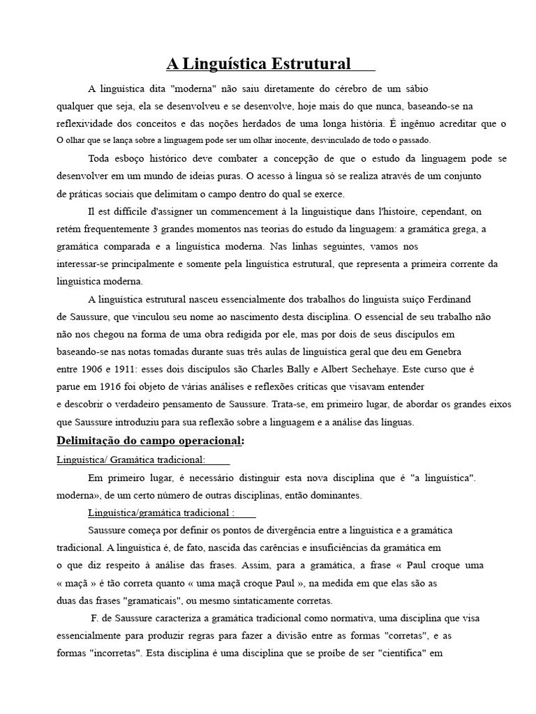 Linguística Estrutural | PDF | Linguística | Gramática