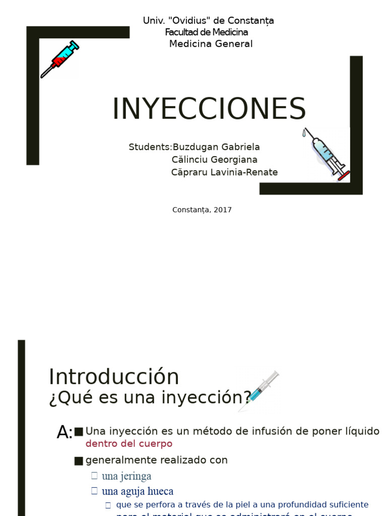 Inyecciones | PDF | Inyección (medicina) | Medicamentos con receta