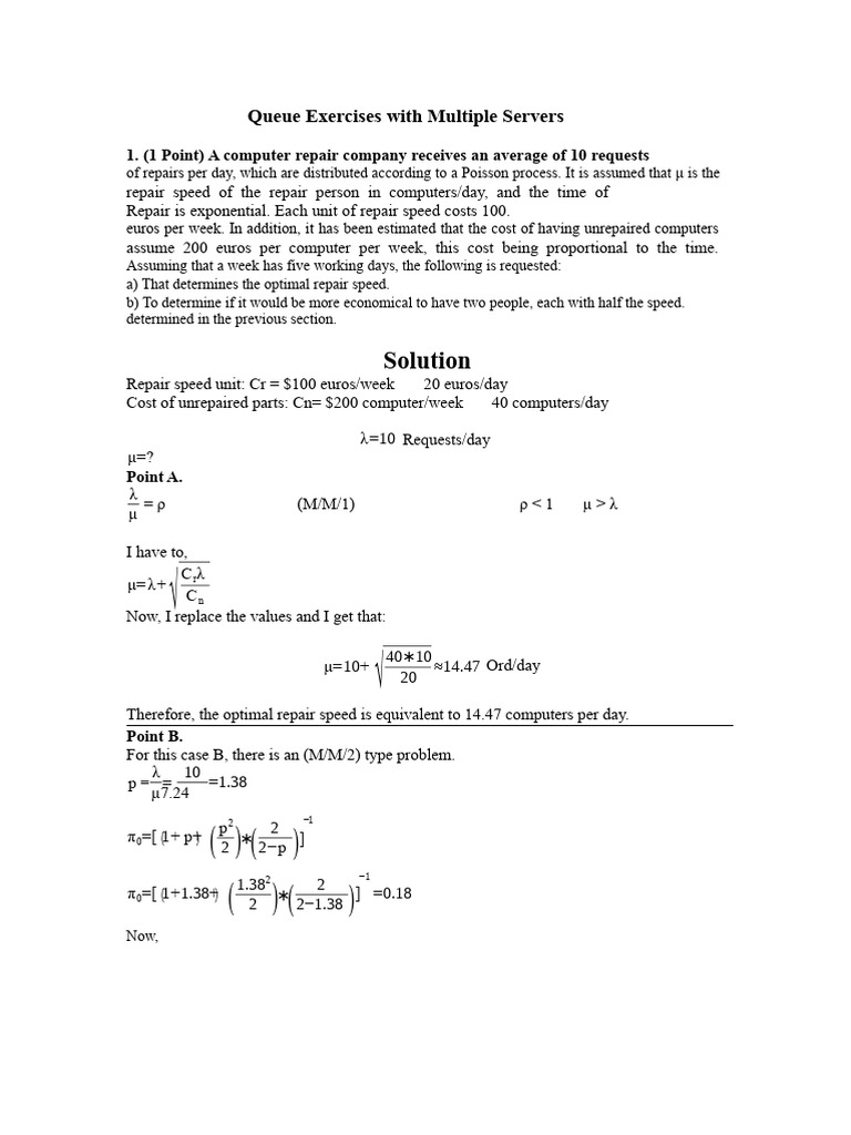 Solved Exercises On Queues With Multiples | PDF | Statistical Theory | Applied Mathematics