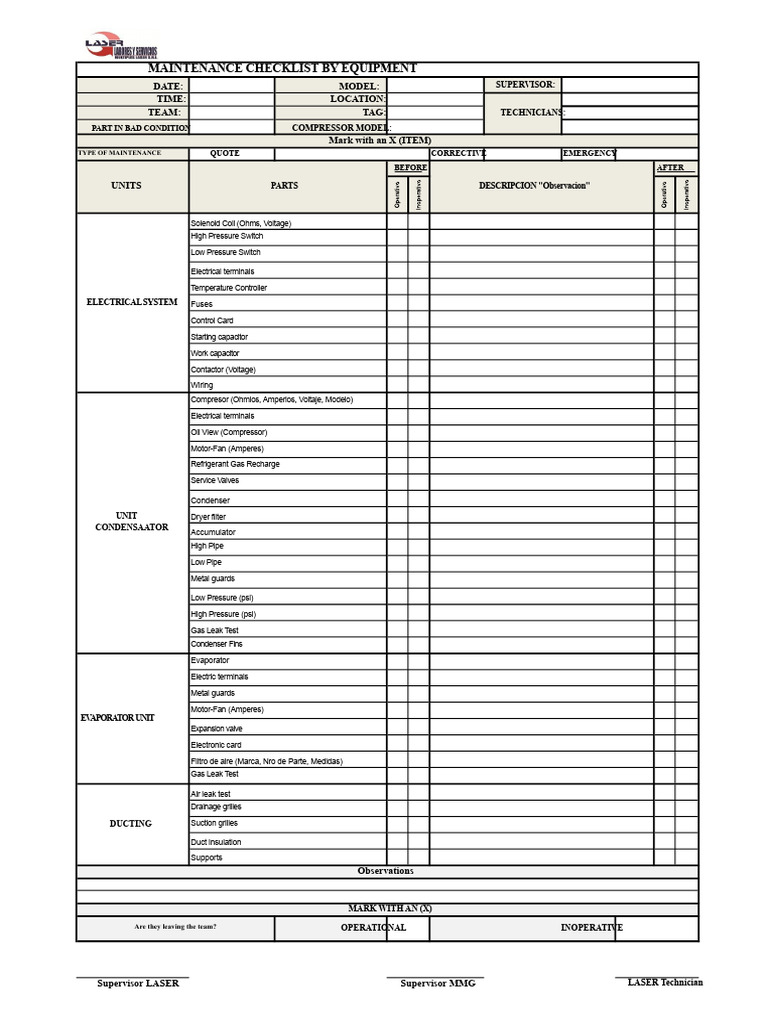 HVAC Checklist | PDF | Capacitor | Duct (Flow)