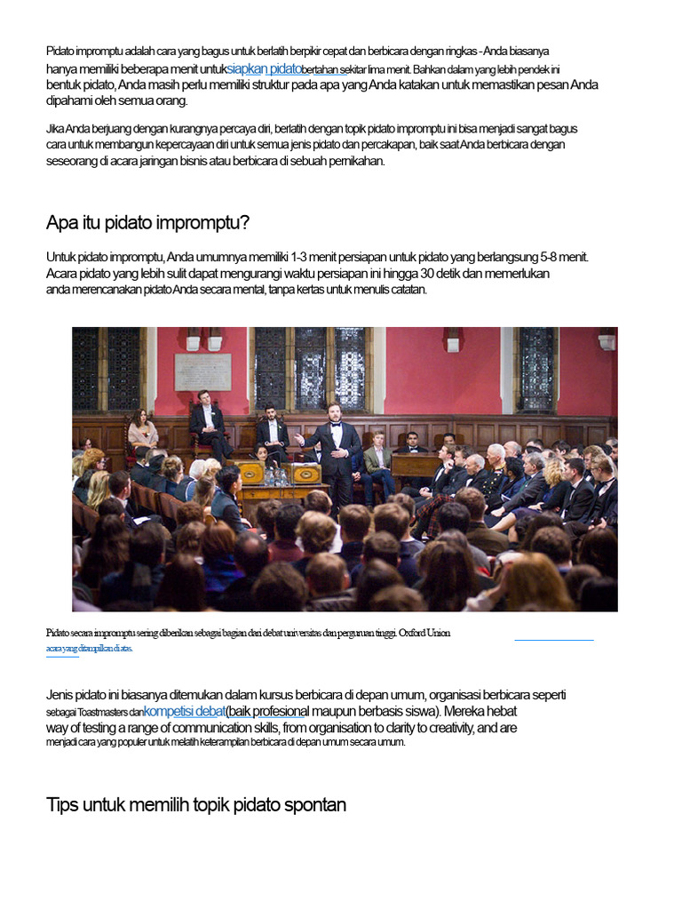 45 Topik Dan Ide Pidato Impromptu | PDF