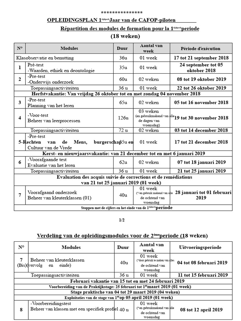 OPLEIDINGSPLAN 1e-2e-3e Jaar | PDF