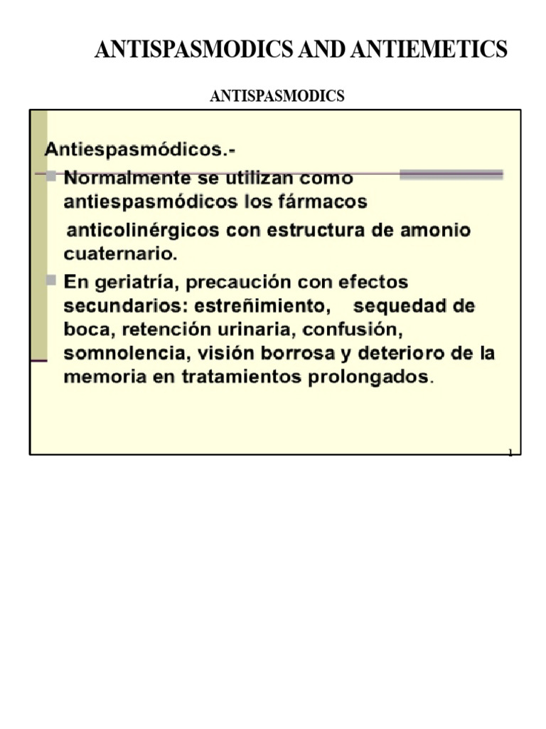Antispasmodics and Antiemetics | PDF