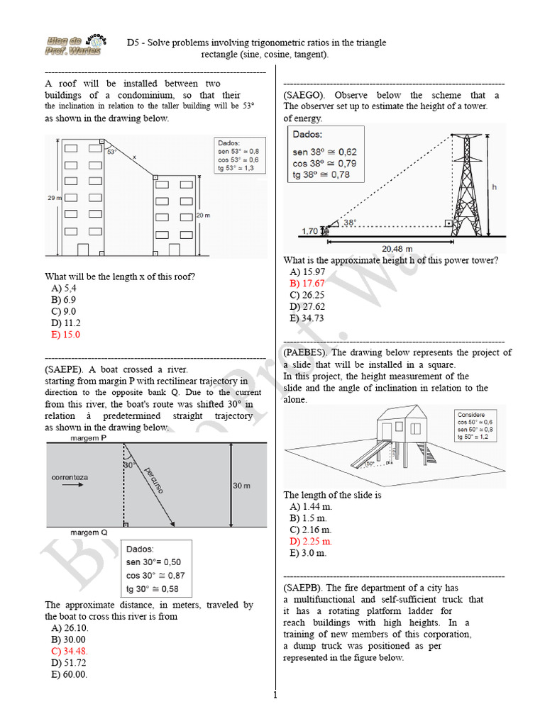D5 (3rd Grade - EM - Math) - Blog of Prof. Warles | PDF | Trigonometric ...
