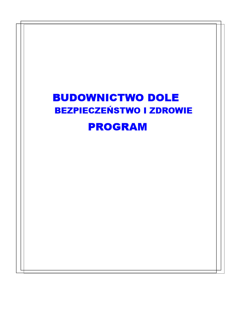 Program Bezpieczeństwa I Zdrowia DOLE | PDF