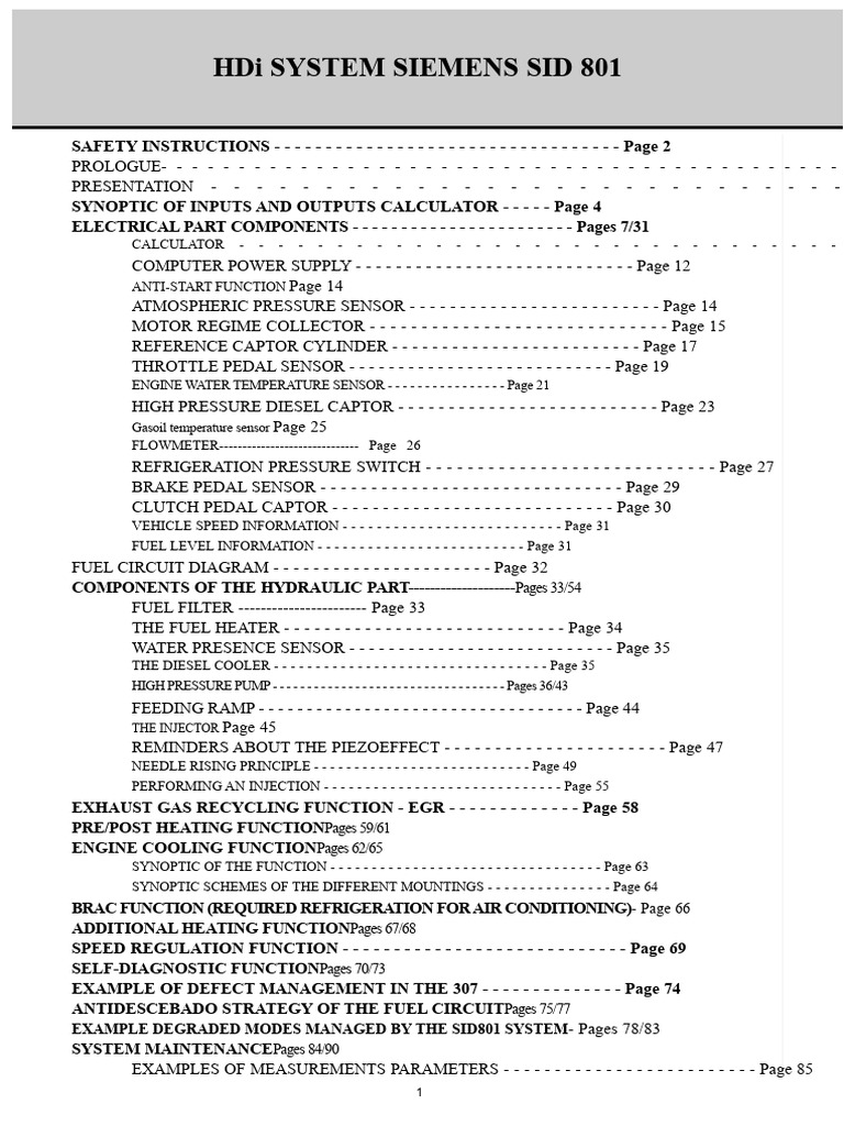 HDi System Manual Siemens SID801.pdf | PDF | Throttle | Fuel Injection