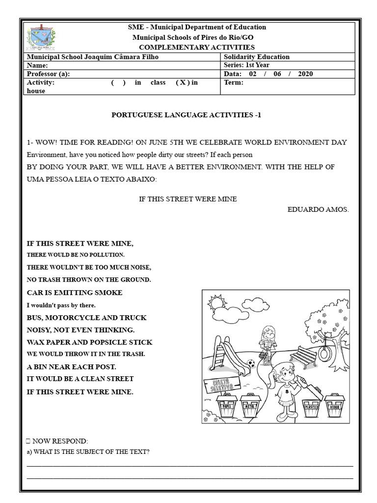 Activities 1st Year ENVIRONMENT 01 To 05-06 Corrected | PDF | Pollution ...
