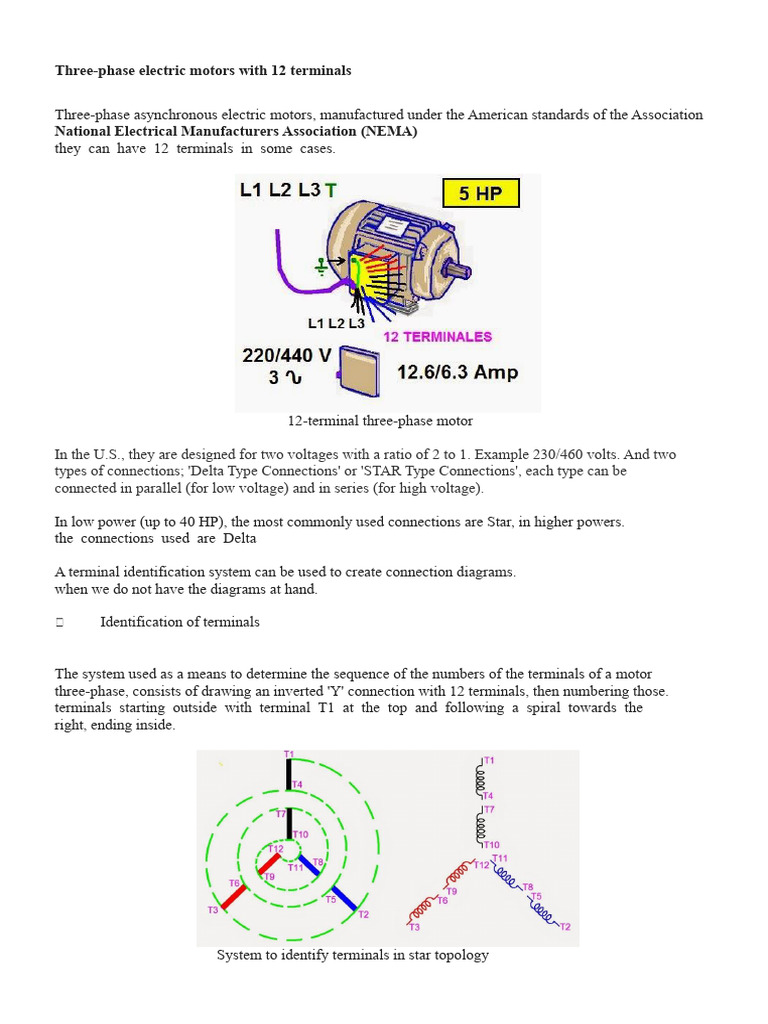 12-Terminal Three-Phase Motor Guide | PDF | Electricity | Electrical ...