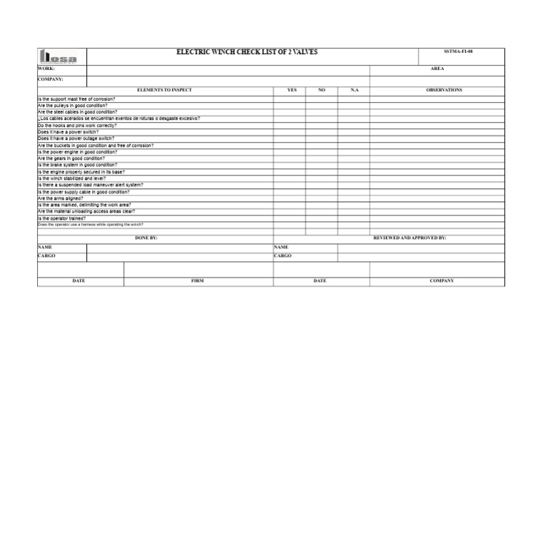 Winch Inspection | PDF