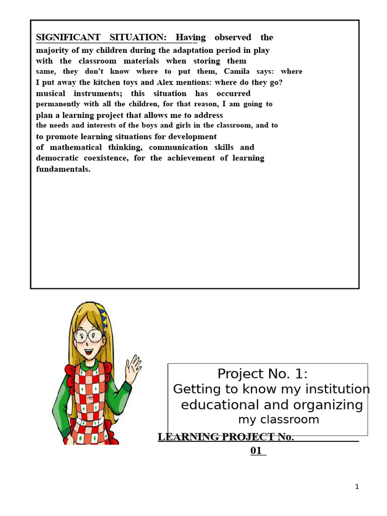 Learning Project No. 1 - 2016 we organized our classroom | PDF