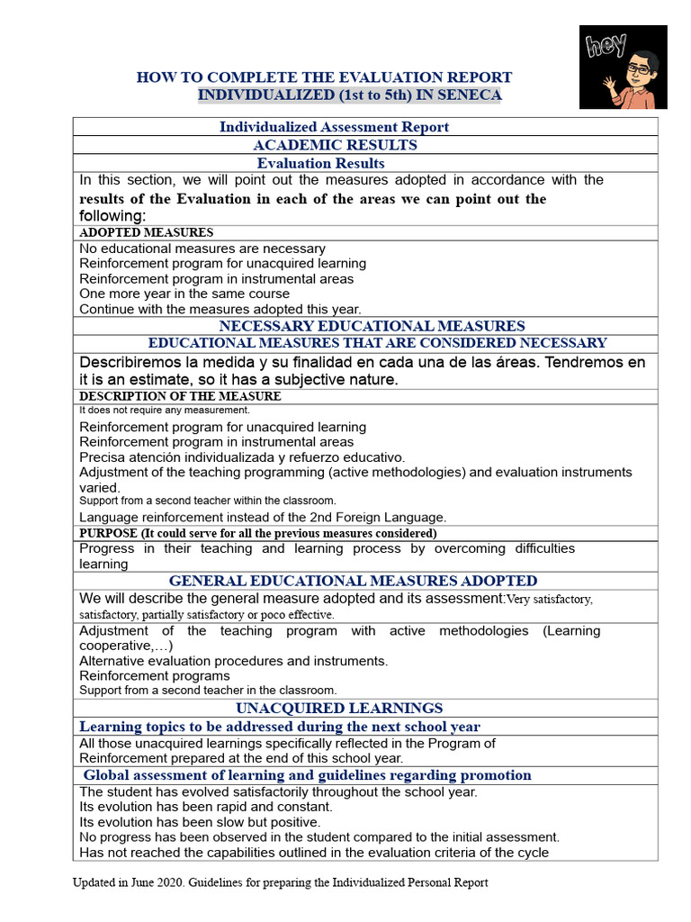 How To Fill Out The Individualized Evaluation Report | PDF | Evaluation ...