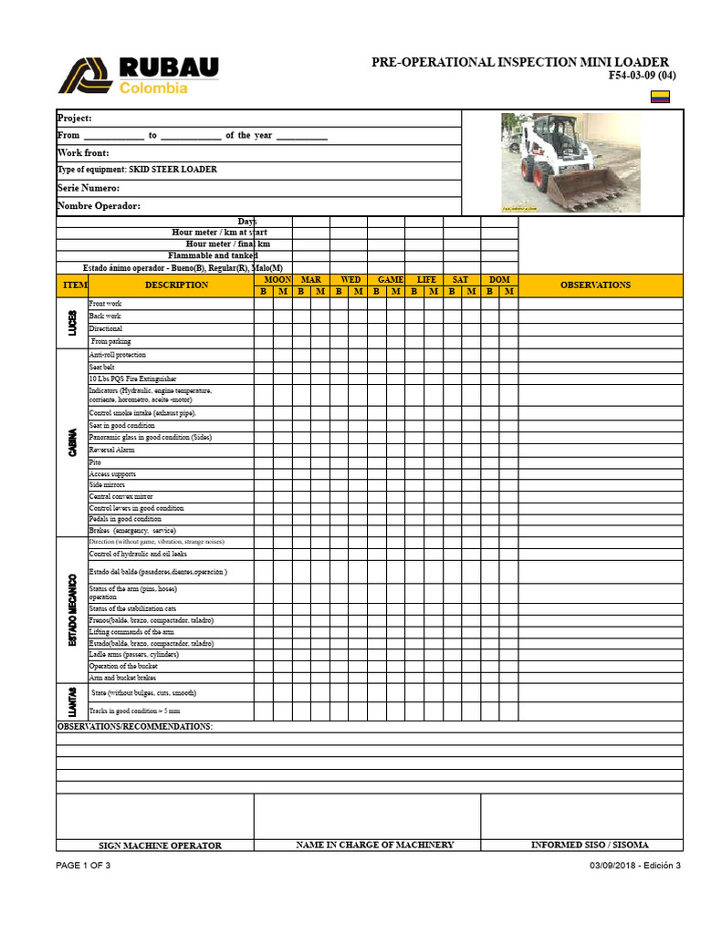 F54-03-09 (04) Pre-Operational Inspection Minicrane - E3 | PDF ...