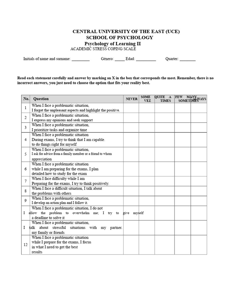 Academic Stress Scale (1) | PDF | Psychology | Social Psychology