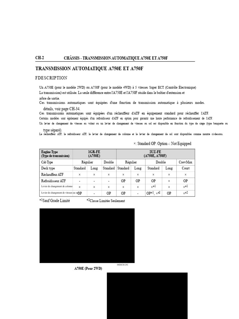 Transmission automatique A750E et A750F | PDF | Soupape | Embrayage
