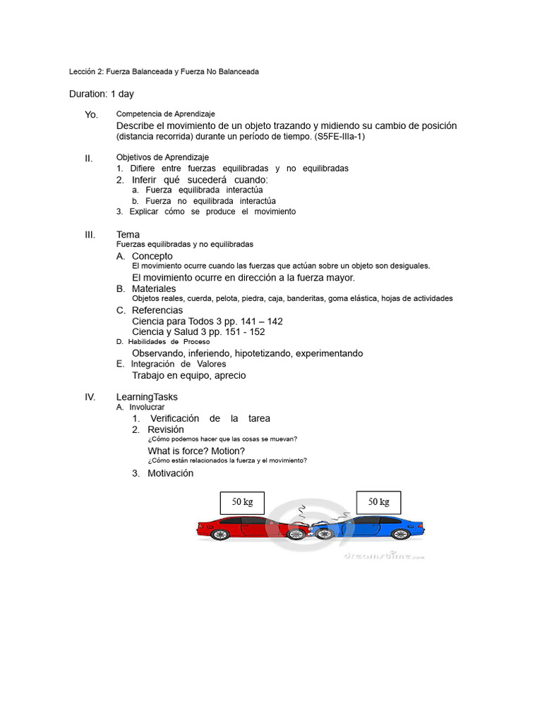 Lección 2 Fuerza Balanceada y Fuerza No Balanceada | PDF | Fuerza ...