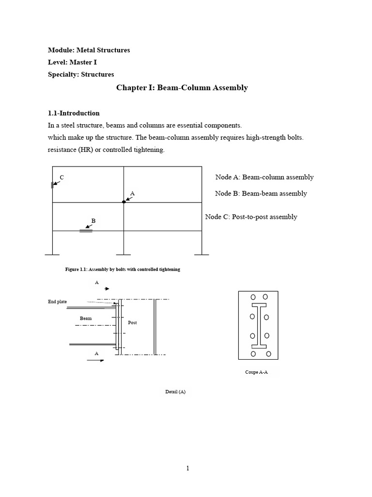 Beam-Column Assembly in Steel Structures | PDF | Screw | Bending